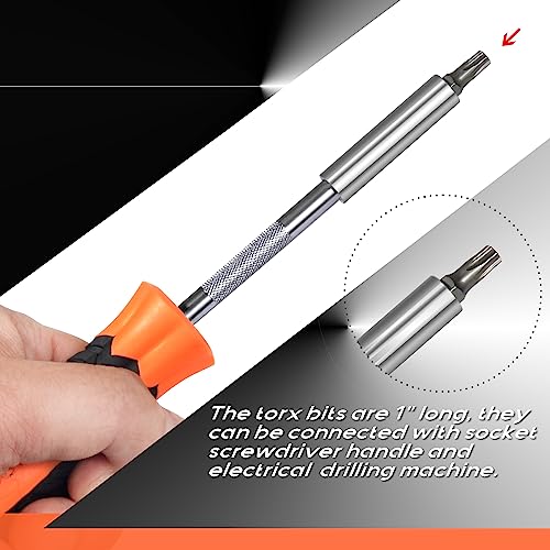 Torx Bit Set, TEKPREM 13-Piece Security Torx Screwdriver Bit Set with 1 inch Long T4 T5 T6 T7 T8 T9 T10 T15 T20 T25 T27 T30 T40 Tamper Resistant Torx Bits Set