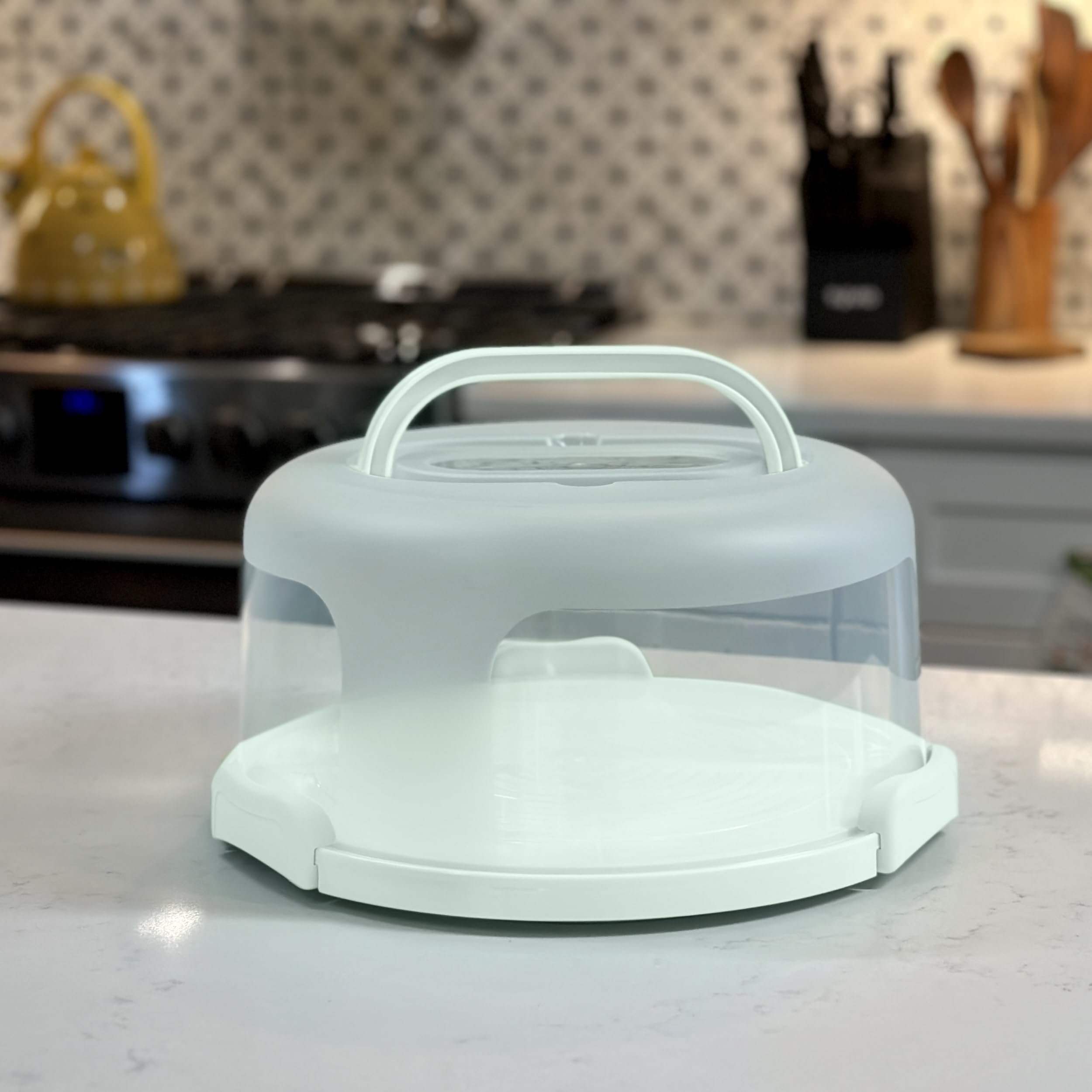 Kivi Cake Carrier with Lid and Handle – Practical Cake Holder with Lid and Sturdy Clamps – Multipurpose Cake Container 10 Inch - Cupcake Carrier fits 11 Cupcakes - Dishwasher Safe