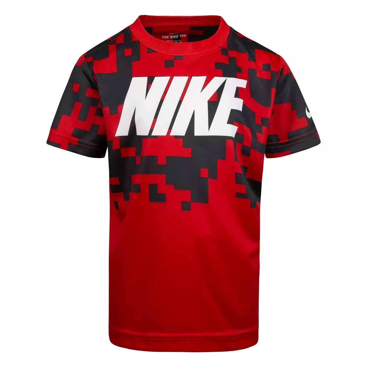 Nike Little Boys Digital Gradient Print Logo T-Shirt (4, Red(86H903-U10)/B)