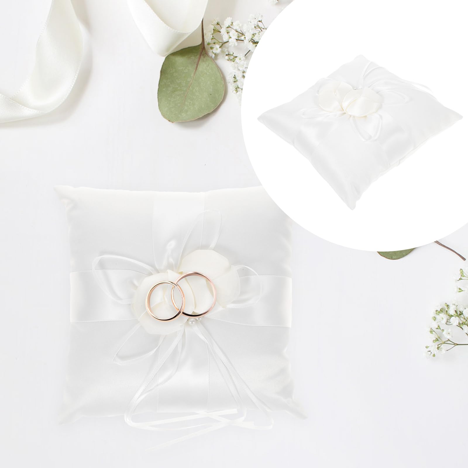 Totority Bridal Lace Ring Bearer Pillows- Elegant Wedding Ring Holder Pillow- Decorative Wedding Accessories and Supplies for Engagement and Wedding 20cm/79in