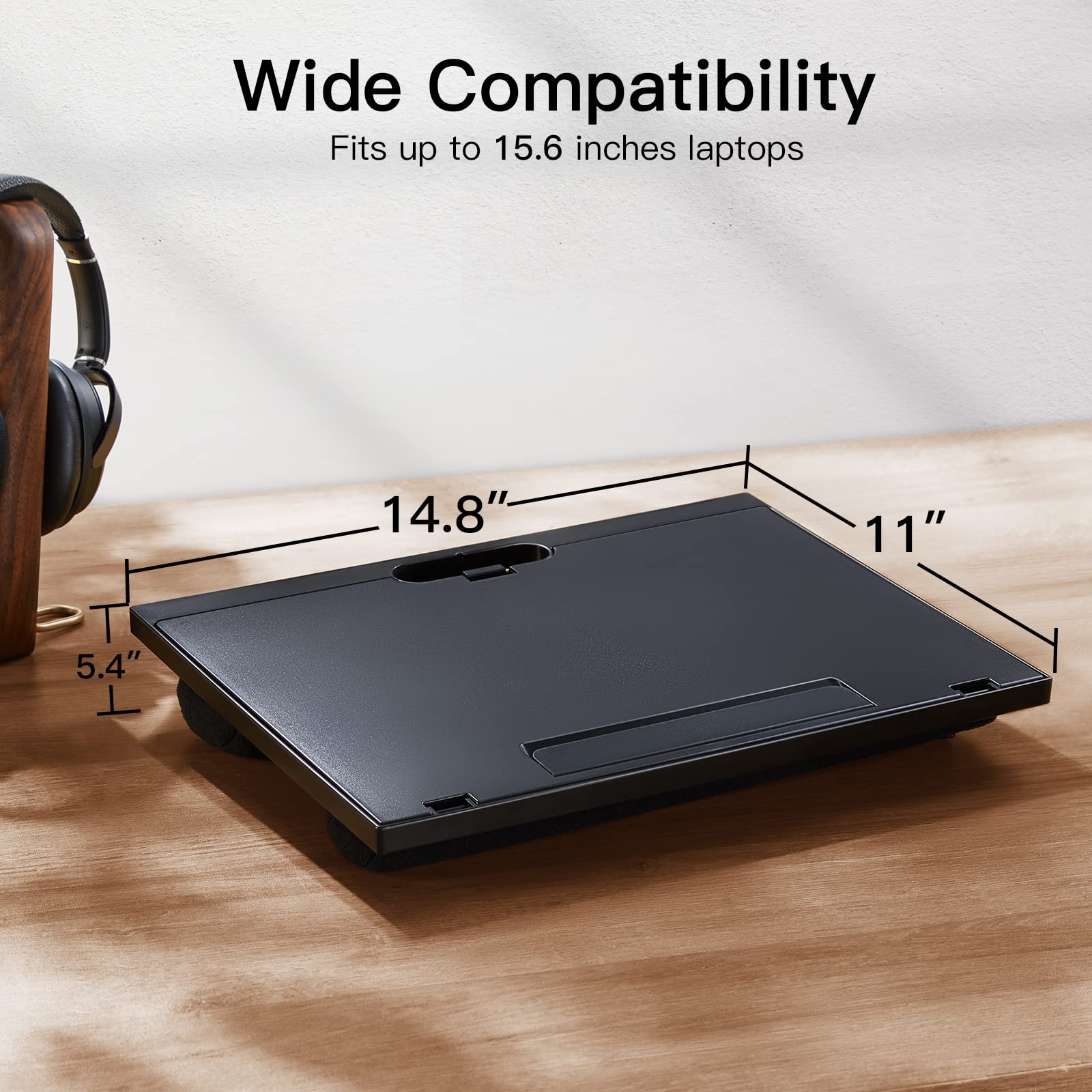 LORYERGO Laptop Lap Desk - Adjustable Lap Desk for Laptop with 8 Angles & Dual Cushions, Computer Lap Desk Fits up to 15.6 Inch Laptops, Portable Laptop Desk Lap Table with Handle for Bed/ Sofa/ Car