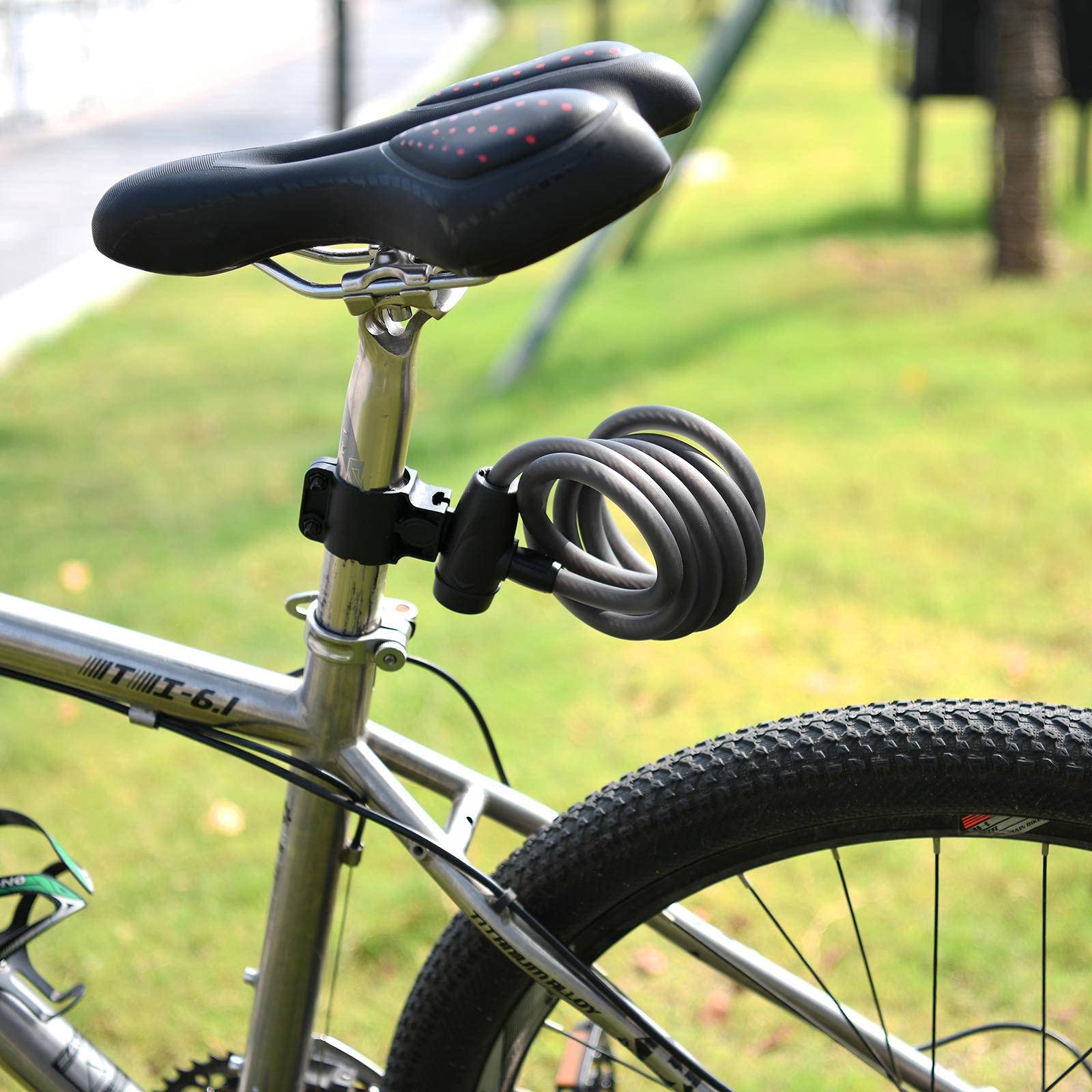 NC Bicycle Lock, 6-Foot Bicycle Cable Lock, Alloy Lock Wire Lock, Safe Anti-Theft Bicycle Chain Lock, with Key, Lock Frame Combination
