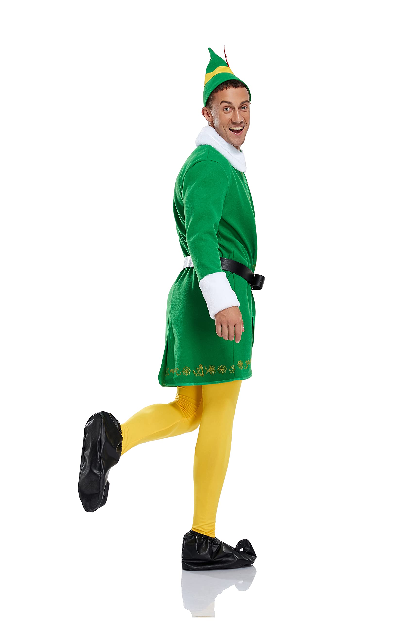 LILLIWEEN Mens Elf Costume Buddy Costume Halloween Christmas Cosplay Full Set Costumes 3XL