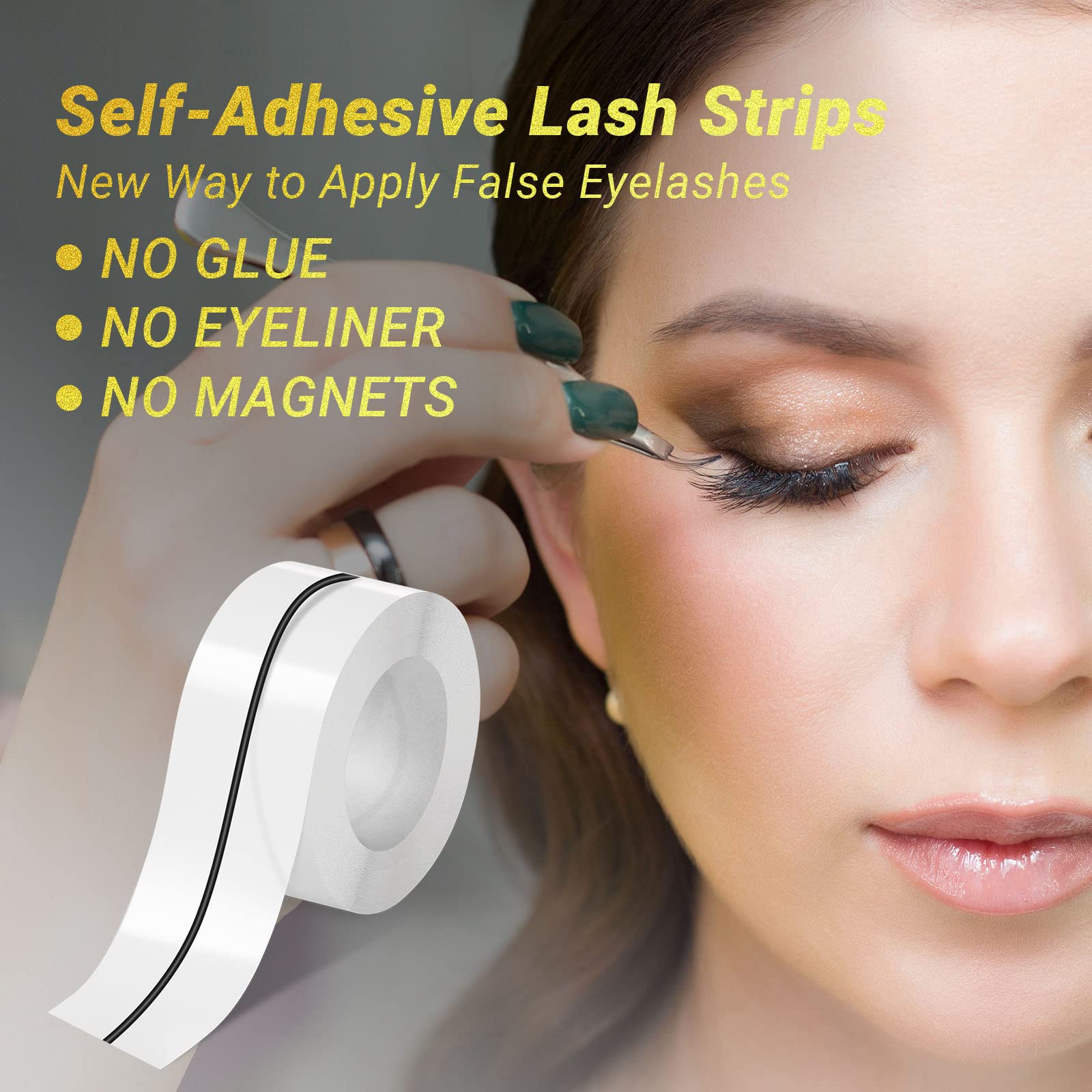 MAEXUS Self Adhesive Lash Strips for Fake Eyelashes, Black Eyelash Glue Strip, Essential for Wearing Fake Eyelashes, No Eyelash Glue, for Fake Eyelash Strip, 1 Meter
