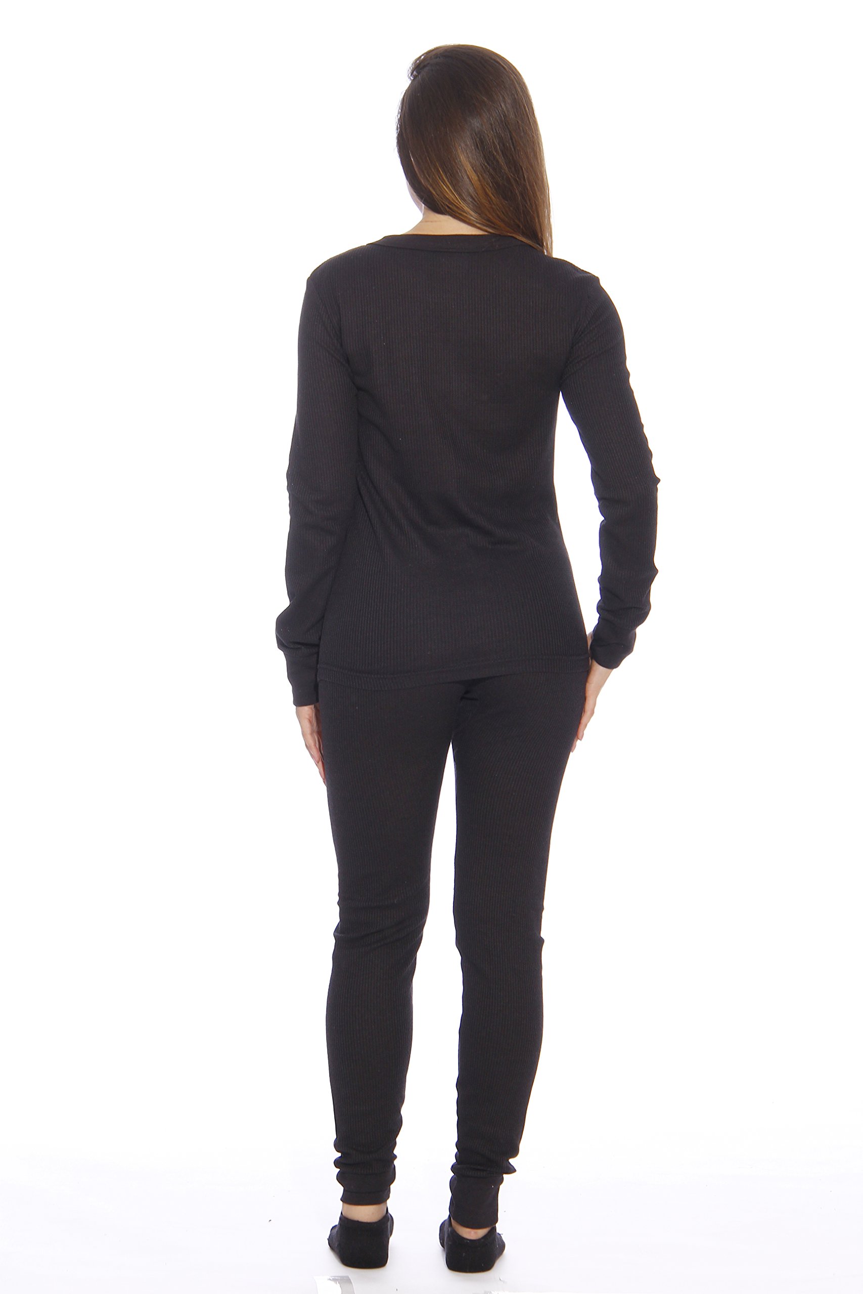 Just Love 95862-Black-M Women's Thermal Underwear Pajamas Set Base Layer Thermals