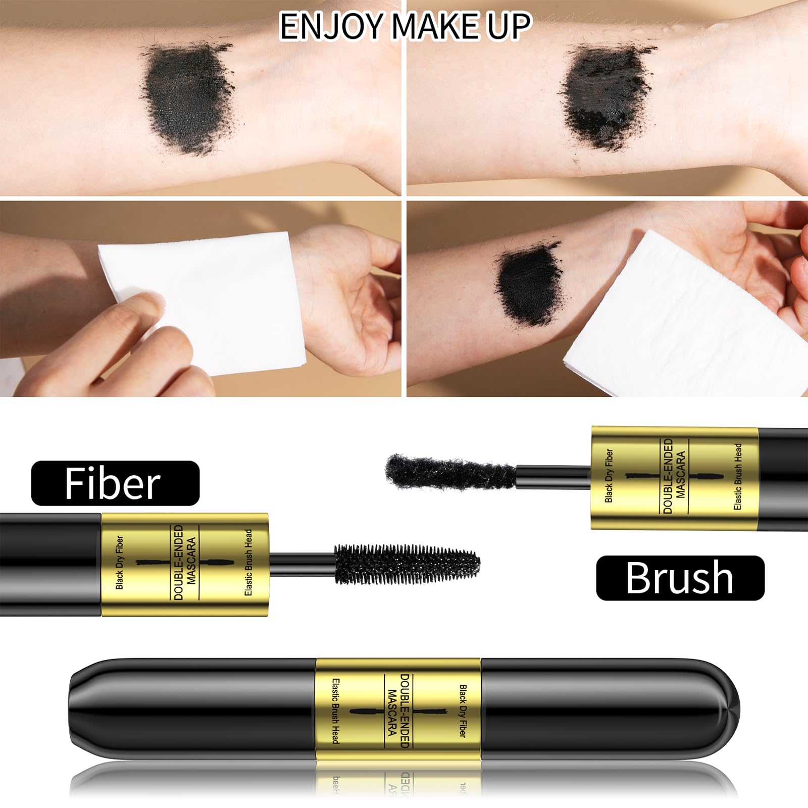 Mascara Black,Telescopic Mascara Two-in-One Extension Mascara,Full and Light,Long-Lasting Smudge-Proof Mascara Slender,Dense Thick Curling for Eye Makeup,No Flaking、No Smudging、No Clumping