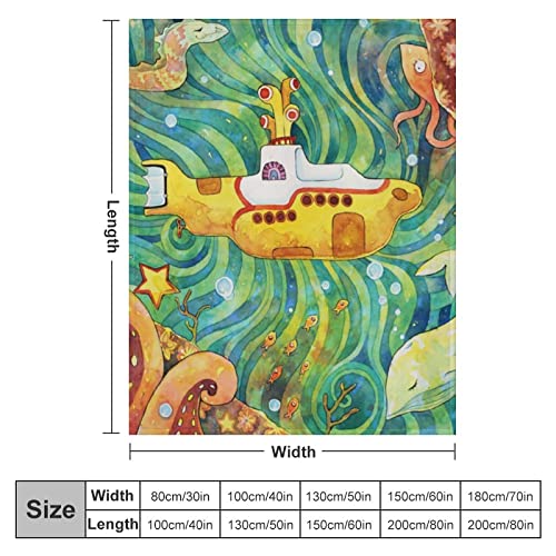 Yellow Submarine Flannel Warm Throw Blanket Utra Soft Lightweight Cozy Decor for Couch/Bed/Camping 50"x60"