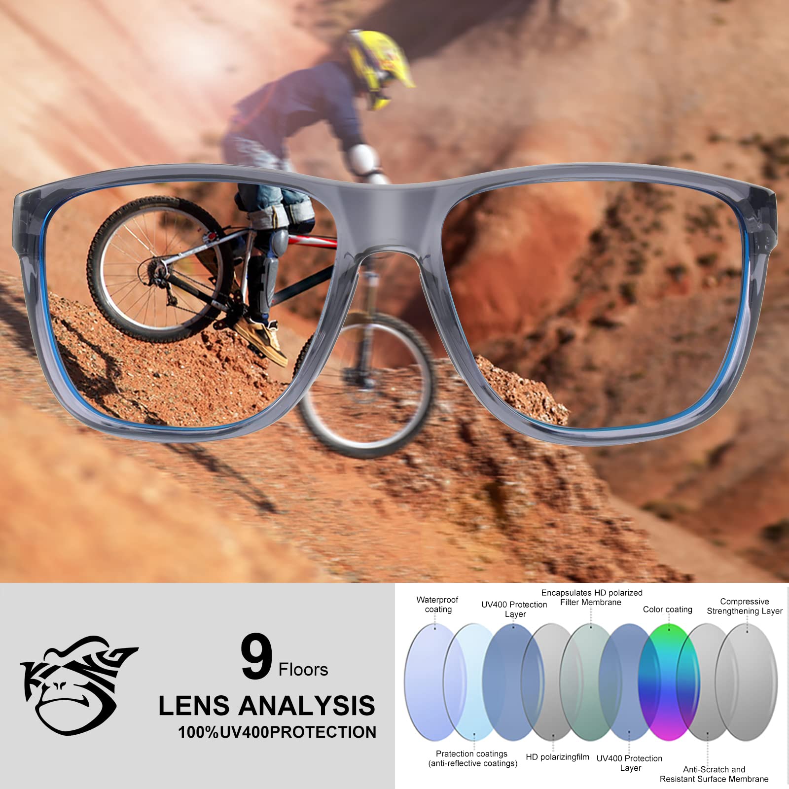 POLARKING Vintage Polarized Sunglasses for Men and Women Sport Driving Shady Rays Rectangle Sun Glasses 100% UV Protection Matte G15