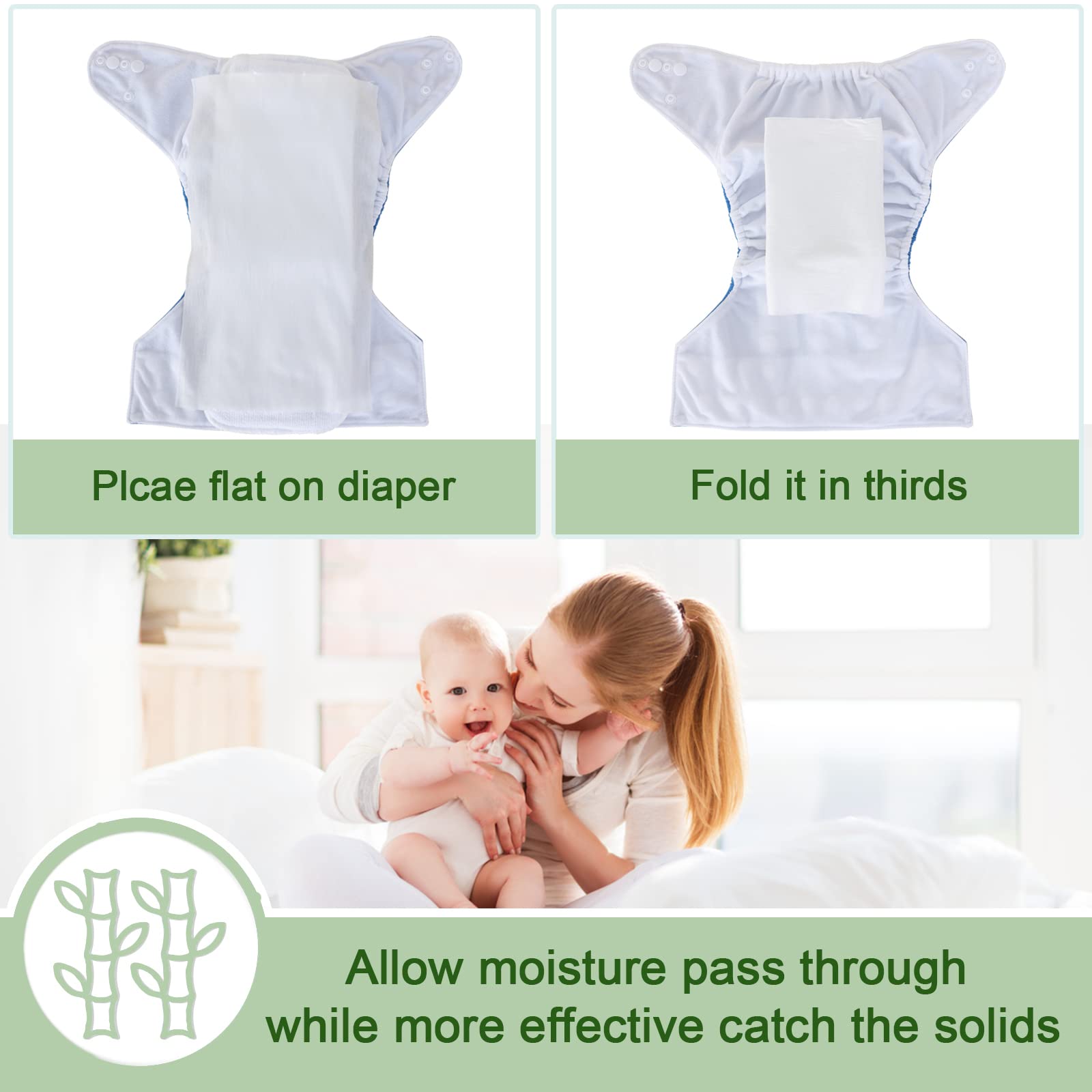 TDIAPERS Cloth Diapers Liners, Disposable Fragrance Free and Chlorine Free Cloth Diaper Inserts, 1 Rolls 100 Sheets