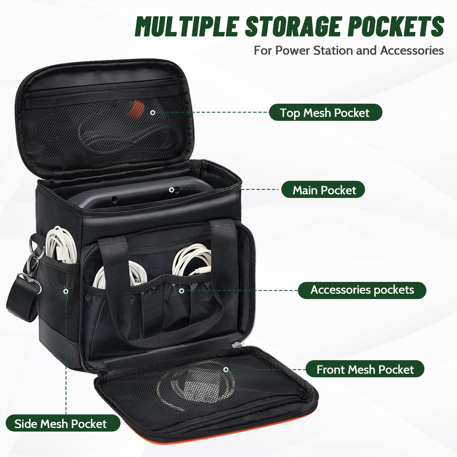 ROVOZAR Carrying Bag for Jackery Portable Power Station Explorer 1000 Storage Pockets Battery Case Travel Power Pack, Large(Fits 1000W)