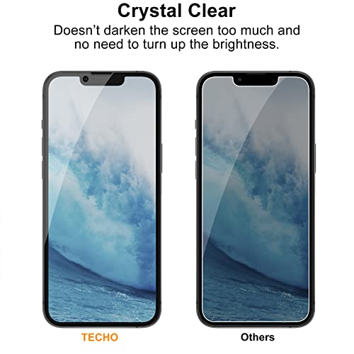 TECHO Privacy Screen Protector Compatible with iPhone 14 / iPhone 13 / iPhone 13 Pro Tempered Glass Film (Edge to Edge Full Coverage) (Anti Spy) (Case Friendly) (2 PACK) (6.1 inch)