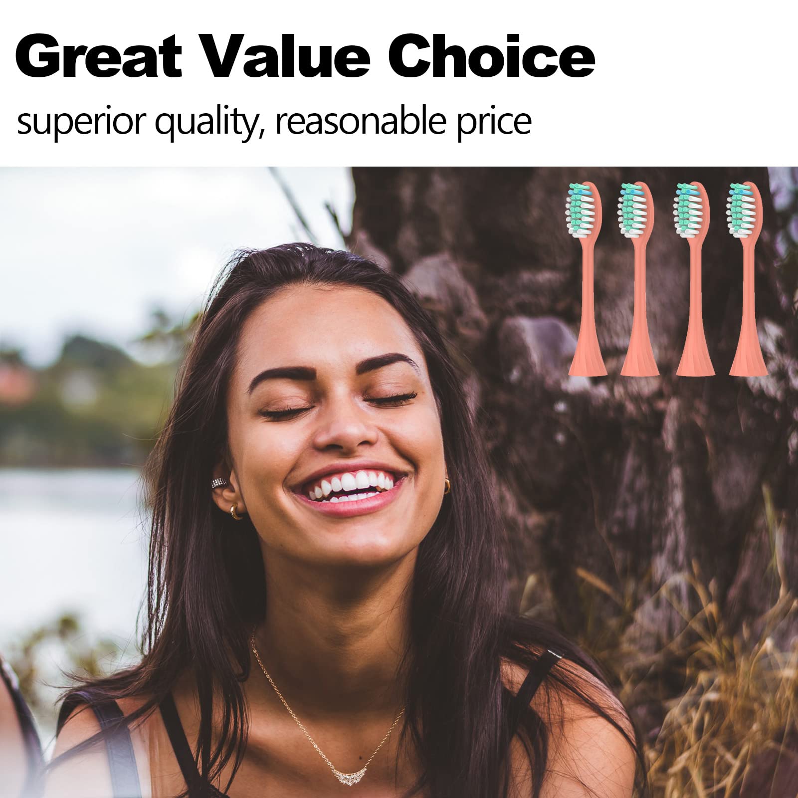 Toothbrush Replacement Brush Heads, for HY1100 and HY1200 Only, Compatible with Philips One Electric Toothbrushes, 4 Pack (Miami Coral)