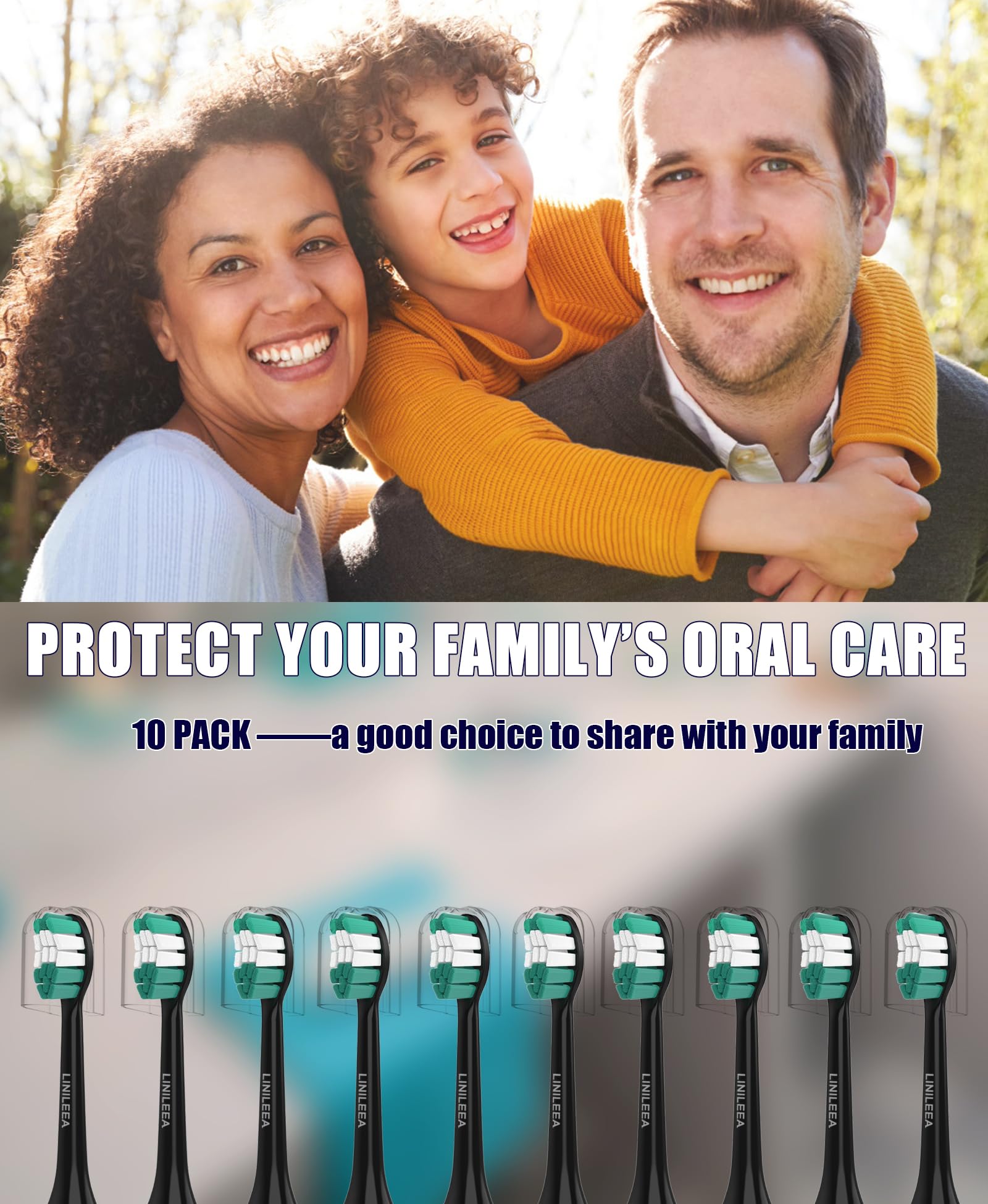 Toothbrush Replacement Heads Compatible with AquaSonic Black Series Tooth Brush, for Black Series Pro, Vibe Series, Duo Series Pro, Electric Toothbrush Refills 8 Pack (Black)