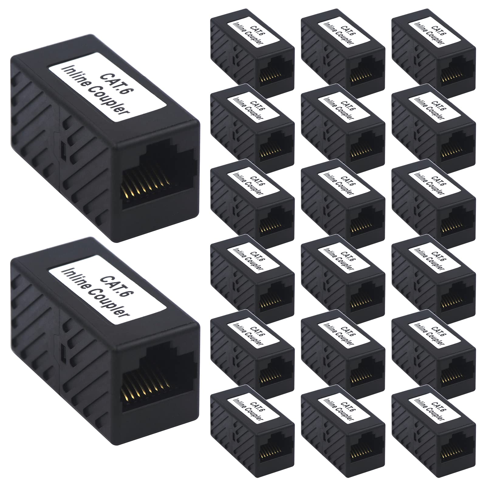 VCELINK RJ45 Inline Coupler Cat6, 20-Pack Ethernet Extender Adapter Female to Female UTP Connector for Cat6/Cat5E/Cat5 Network Cable, Black