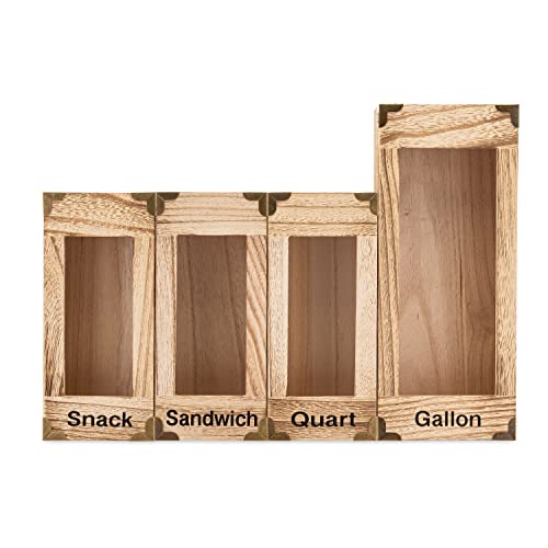YesterDecor Bag Storage Organizer for Kitchen Drawer, Wooden Ziplock Bag Storage Organizer for Gallon, Quart, Sandwich and Snack Variety Size Bags from Popular Plastic Bag Brands. (Holds 340 Bags)