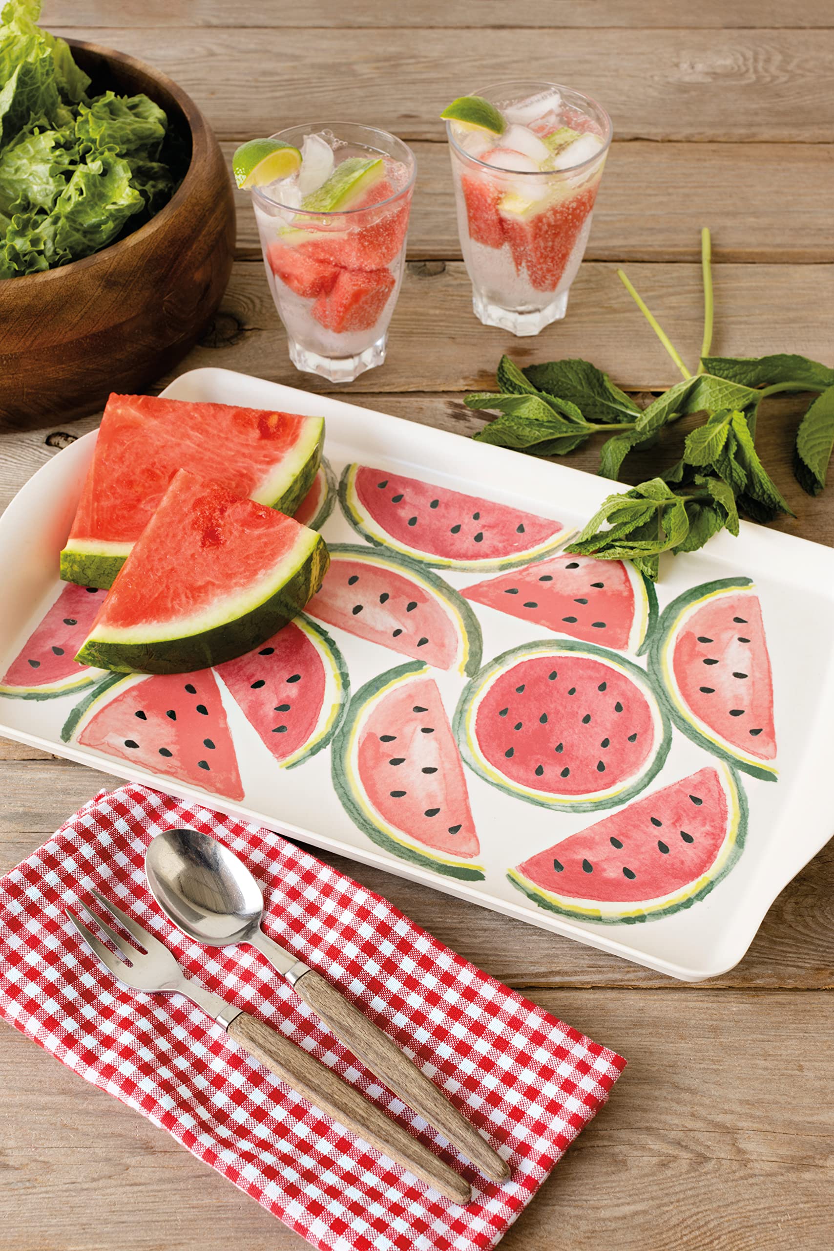 Now Designs Melamine and Plant Fiber Planta Platter, Watermelon Large