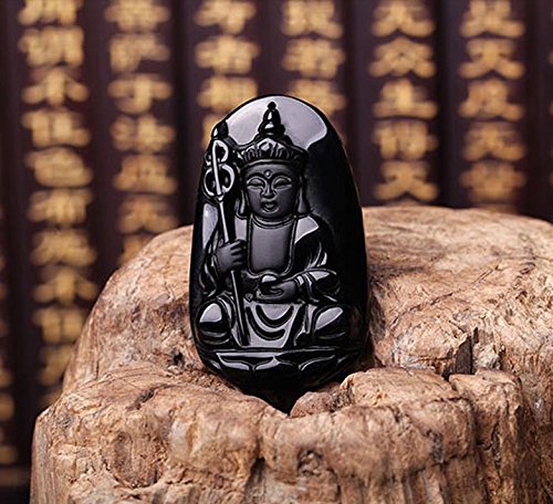 Ksitigarbha Natural Obsidian Amulet Pendants