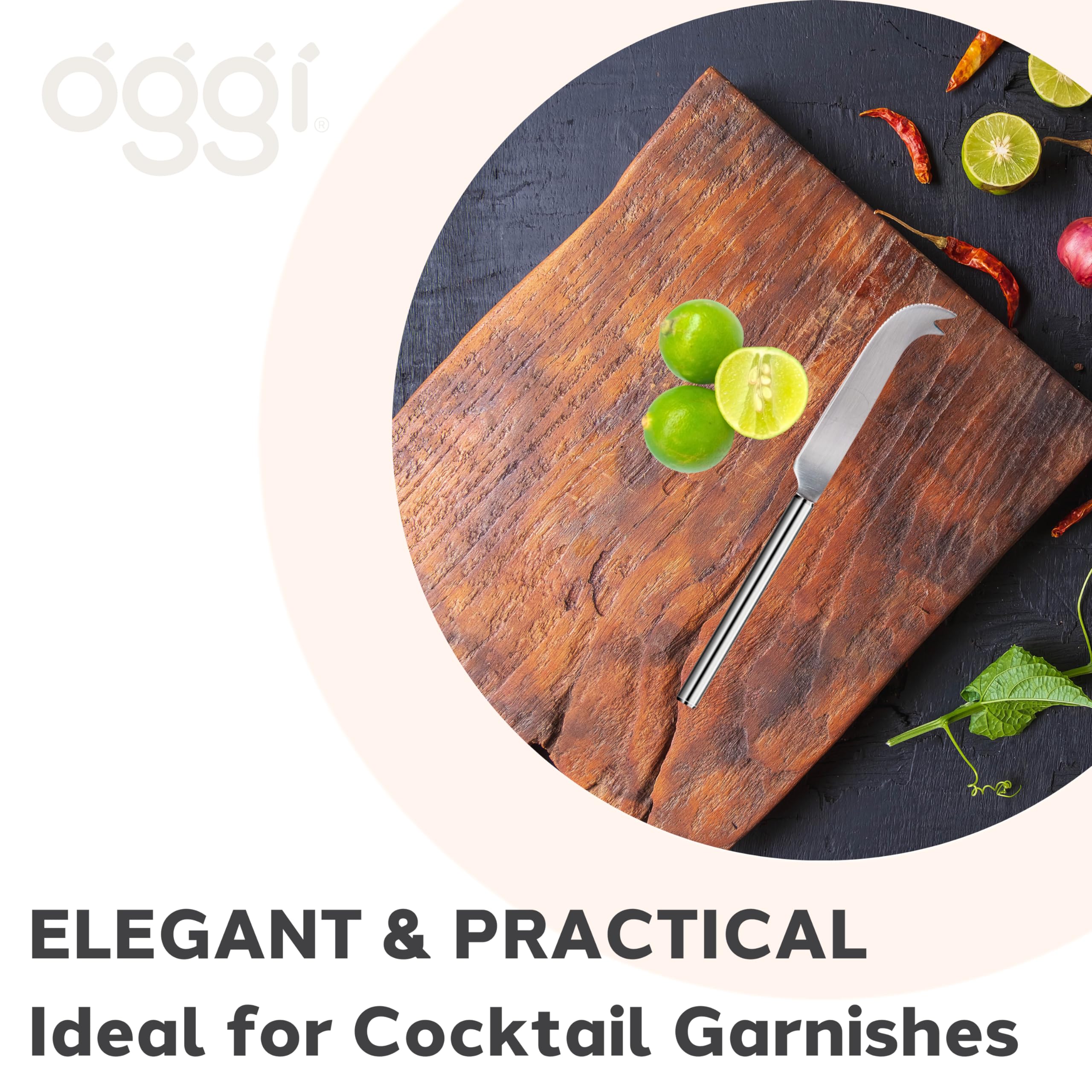 Oggi Bartender Knife, 9.5" / 24cm Bar Knife, Stainless Steel Handle, Double Tipped Stainless Steel Blade, Bar Cart Accessories, Bartender Accessories, Cocktail Kit