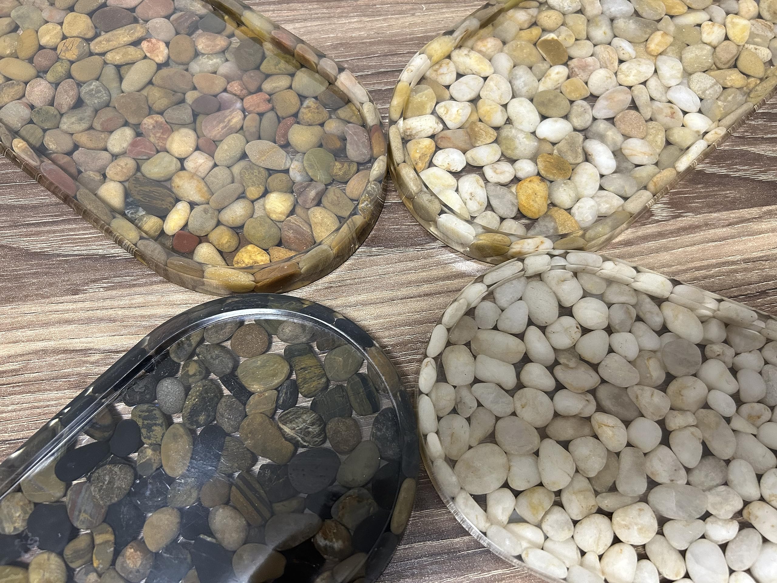 Natural Stone Pebbles Bathroom Tray for Counter Vanity Tray Kitchen Soap Tray
