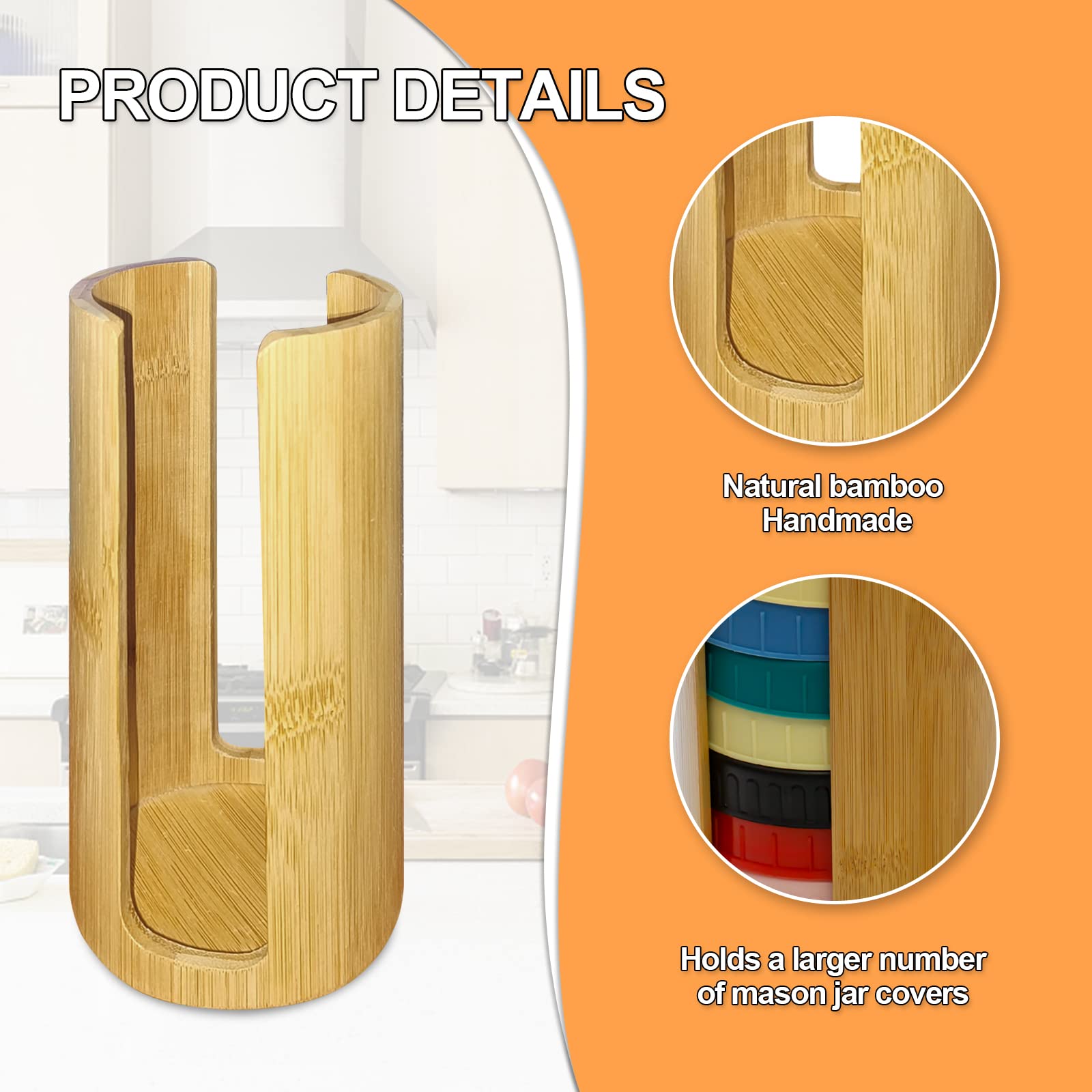 Mason Jar Lid Organizer (2pcs), Mason Jar Lid Storage Made of Bamboo, Fit Perfectly, Stackable Steady, Suitable for wide mouth or Regular Mason Lids/Canning Lids/Bamboo Lids