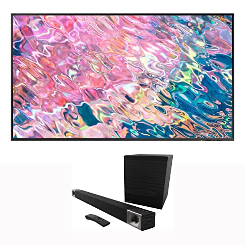 SAMSUNG QN85Q60BAFXZA 85" QLED Quantum HDR 4K Smart TV with a Klipsch CINEMA-600 3.1 Dynamic Power Soundbar with 10" Wireless Subwoofer (2022)(Used)