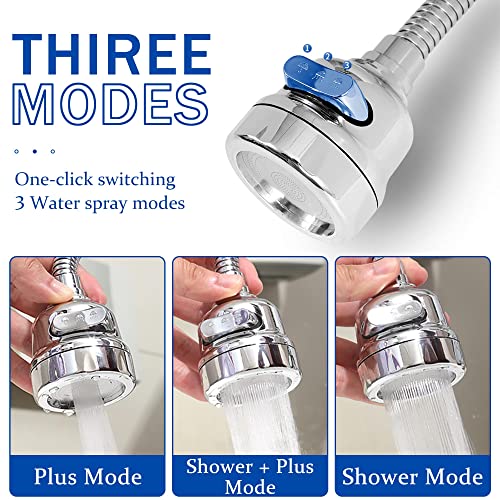 Pinkiou Faucet Sprayer Attachment, Kitchen Sink Sprayer Attachment for Faucet, 360° Rotatable Anti-Splash Faucet Aerator Faucet Nozzle with 3 Modes Adjustment