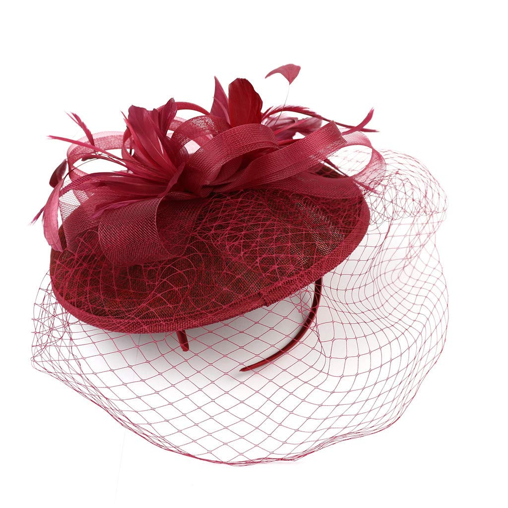 Pink Fascinators for Women Headband Accessory Hat Strap Elegant Hat Clip Flower Women's Party Hair Headband Pillbox Hats