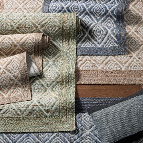 TOWN & COUNTRY TERRA Nalani Textured Diamond Hand-Knotted Flatwoven 100% Natural Jute Area Rug, Brown, 3'x5'