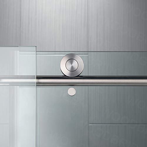 WOODBRIDGE Frameless Sliding Bathtub Door, 56"-60" Width, 62" Height, 3/8" (10 mm) Clear Tempered Glass, Brushed Nickel Finish, Designed for Smooth Door Closing and Opening. MBSDC6062-B4
