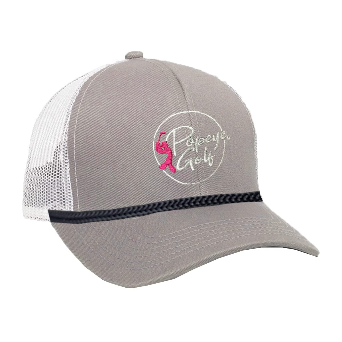 Popeye Golf Rope & Cord Mesh Adjustable Snapback Trucker Hat (Black), One Size