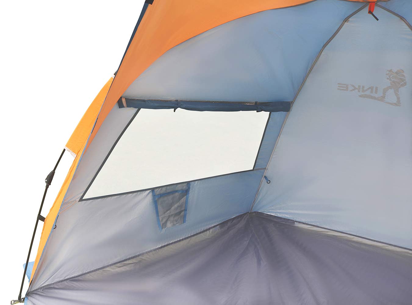 Linke Beach Tent Sun Shelter, 4 Person Easy Setup Camping Sun Shade Canopy with Carry Bag, XL Size (Orange&Blue)