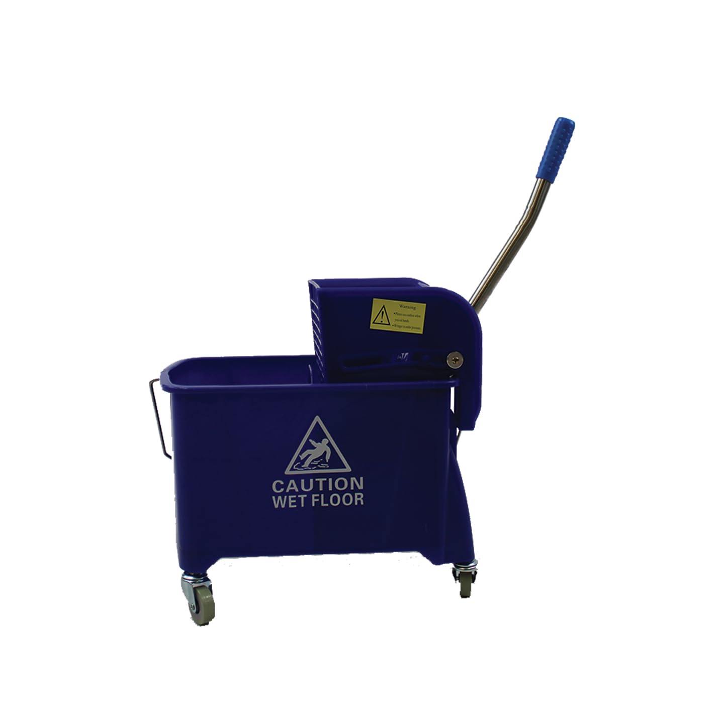 Zion Jan-San USA 20L Rolling Janitorial Cleaning Mop Bucket, Commercial Restaurant, Down Press Wringer, Non-Marring Wheels (Blue)