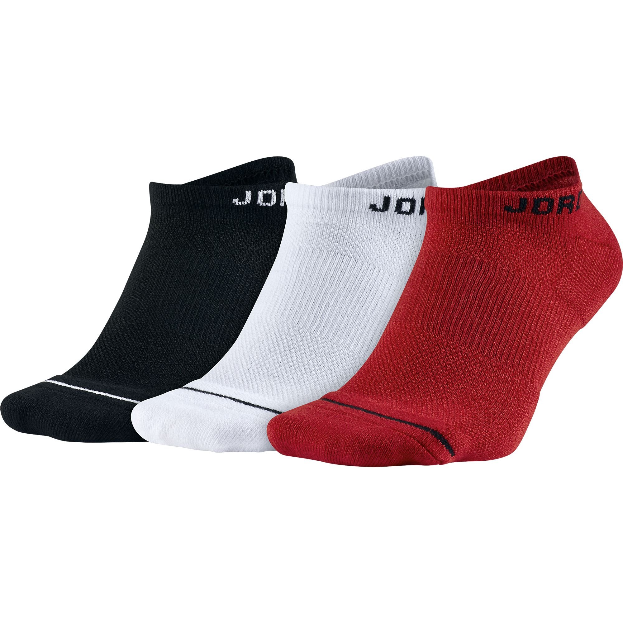 JORDAN JUMPMAN NO-SHOW 3PPK SOCKS BLACK WHITE GYM RED SIZE S