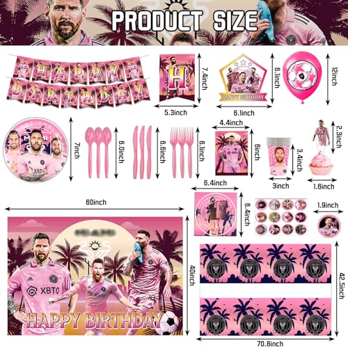 ๐๐ฎ๐ผ๐ผ๐ฒ Birthday Party Decorations 136pcs Pink Miami Birthday Supplies,Include Happy Birthday Banner,Balloons,Cake Topper,Cupcake Topper Backdrop,Tablecloth Etc Meet all your needs