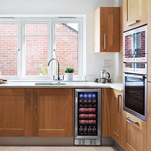 NewAir Beverage Refrigerator Cooler with 96 Can Capacity - Built-in Mini Bar Beer Fridge for Bedroom, Dorm, Office - Small Refrigerator Cools to 34F Perfect For Beer, Soda, And Drinks