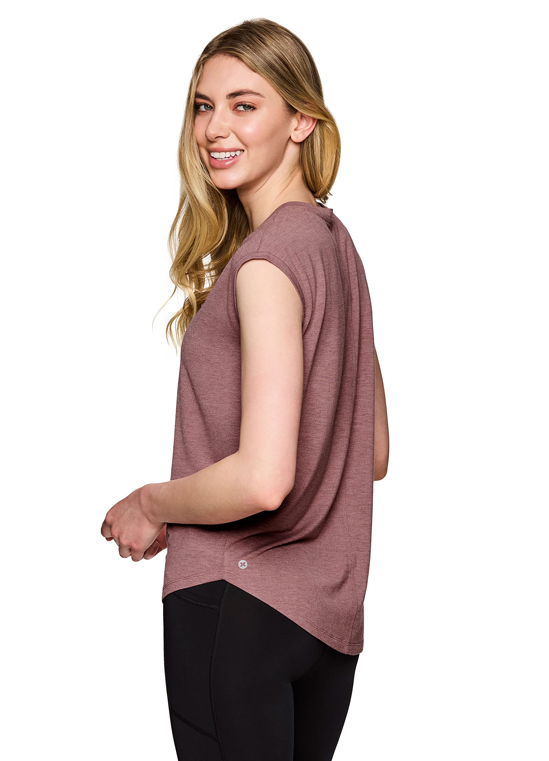 RBX Women's Fashion Workout Breathable V-Neck Soft Jersey Yoga Tee S22 Dusty Rose M