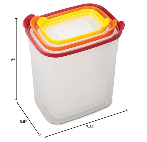 Joseph Joseph Nest Storage Tall Plastic Food Storage Containers Set with Lids Airtight Microwave Safe, 6-Piece
