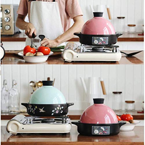 MYYINGBIN Moroccan Tagine Pot Ceramic Slow Cooker Suitable for Oven Microwave Oven Gas Stove Electric Ceramic Stove, 1.5 Liter, Pink
