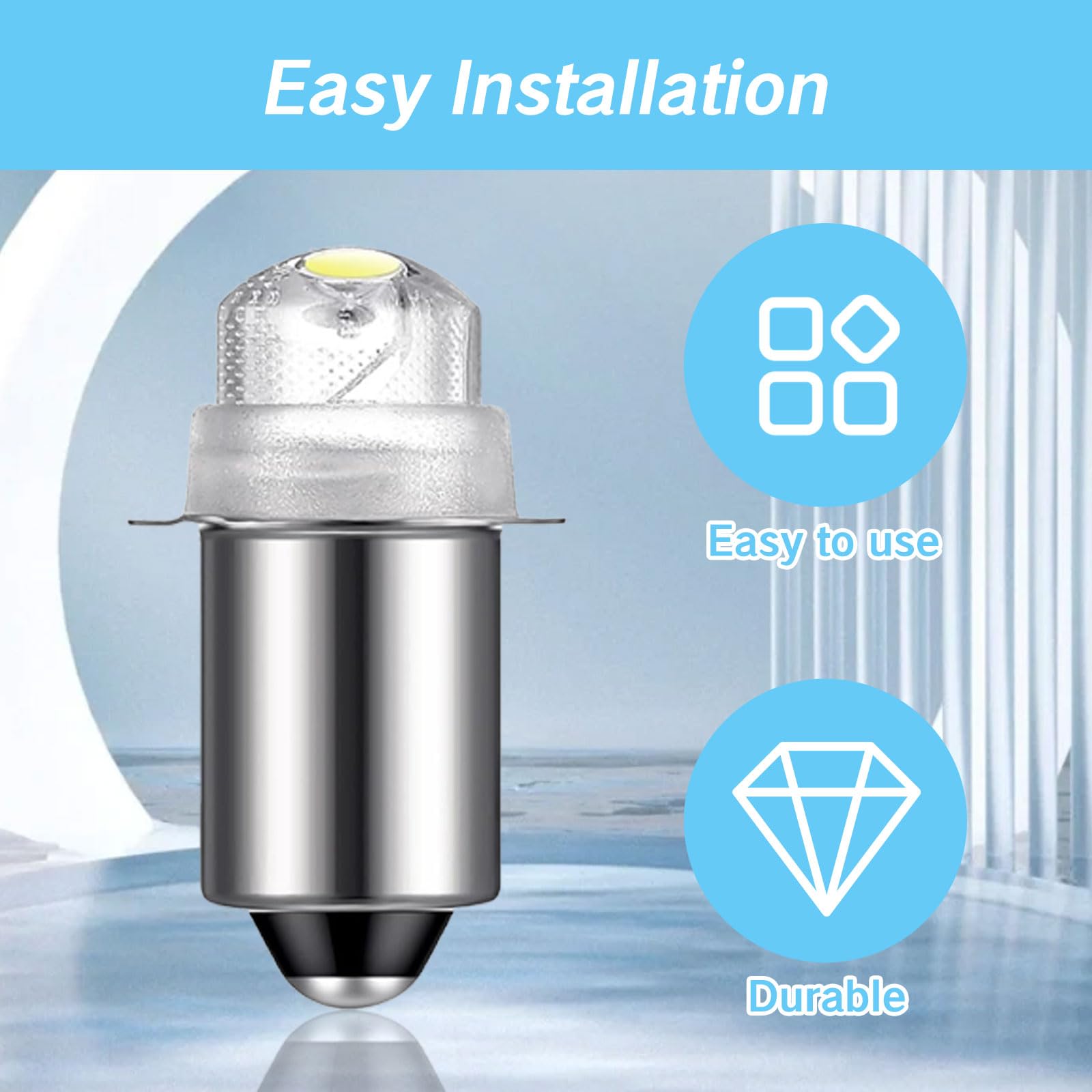 YAFIYGI 2 Pack Flashlight Bulbs 30 Lumen 3-Volt LED PR6 Replacement Bulb for Flashlights 3V Light Bulb Torch Flashlight Bulb with 10 Year Lifespan 41-1643 P13.5S 6000K