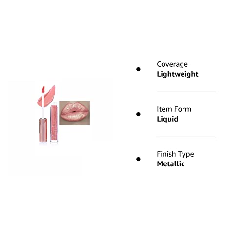 Matte Metallic Lip Gloss Long Lasting Waterproof Strong Pigmented Not Stick Cup Diamond Shimmer Liquid Lipstick Makeup for Women