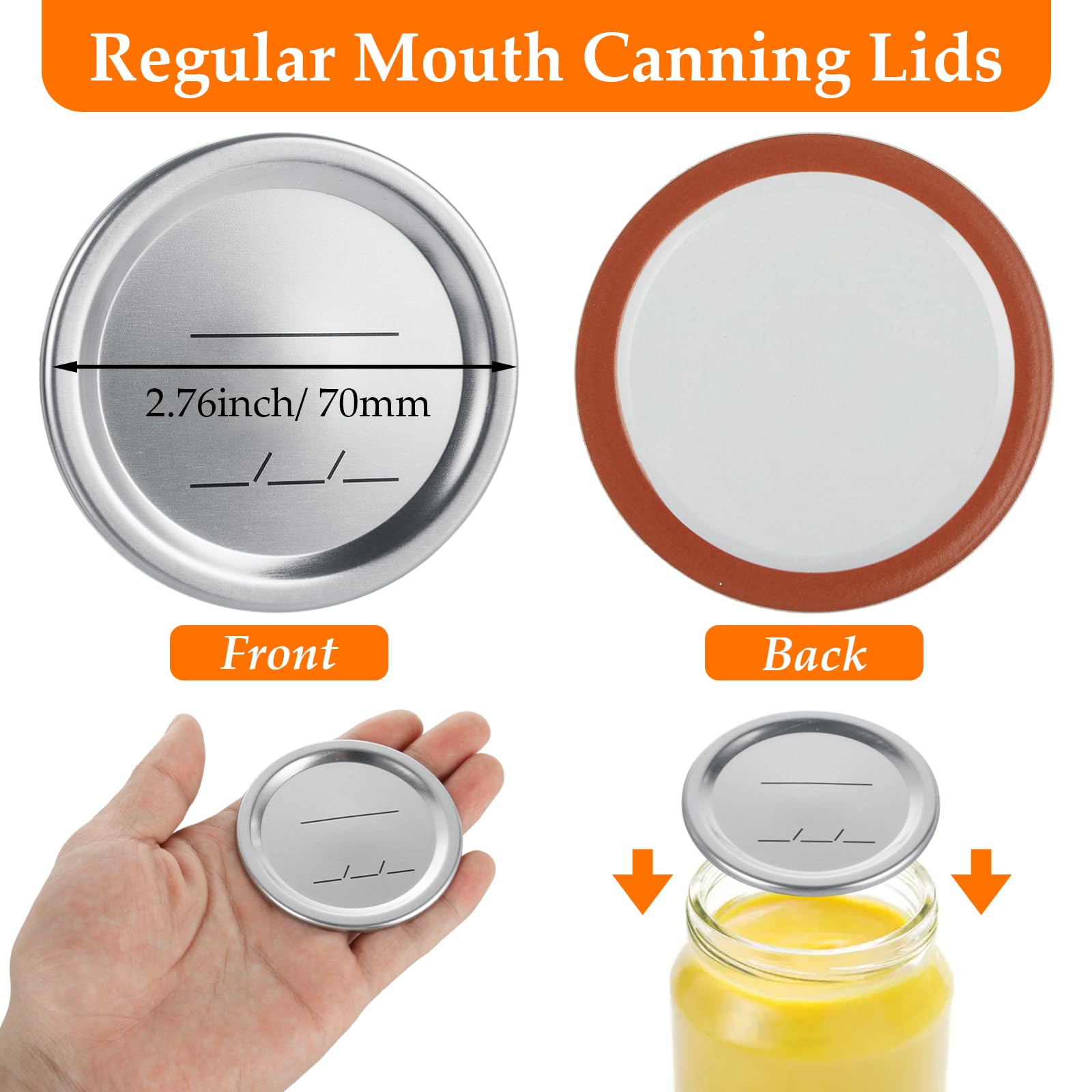 YAYODS 200 Pcs Canning Lids Regular Mouth, 2.75inch/70mm Mason Jar Lids with Leak Proof Seal Split, Canning Flats for Regular Mouth Ball, Kerr Mason Jars