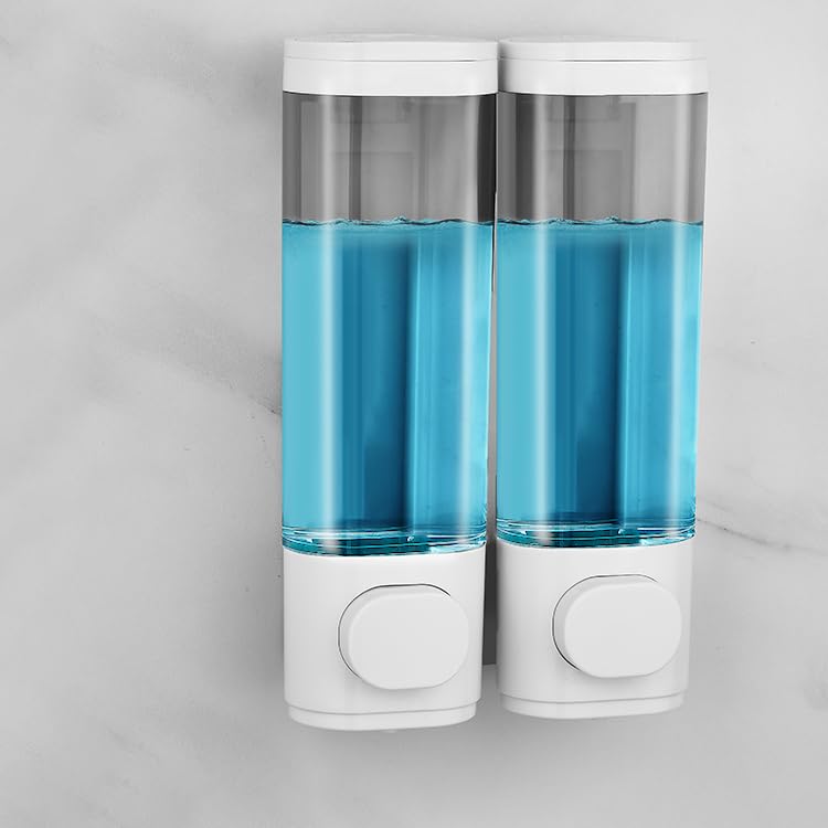 Manual Soap Dispensers Wall Mount,300ml Bathroom Shower Dispenser, Press Manually Lotion Shower Soap Dispenser Use for Home, Bath, Kitchen, Hotels, Apartment, Restaurants(White)