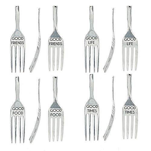 Pavilion Gift Company Life is Better with Friends Birds 7 x 9 Inch Cutting Cheese Board, Set of 4 Forks with Debossed Text, 9", Brown
