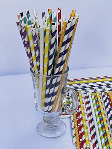 Recyclable paper straws, 100 Pcs, Birthday Parties, Art and craft projects, beautiful colors, durable, 6mm x 195 mm