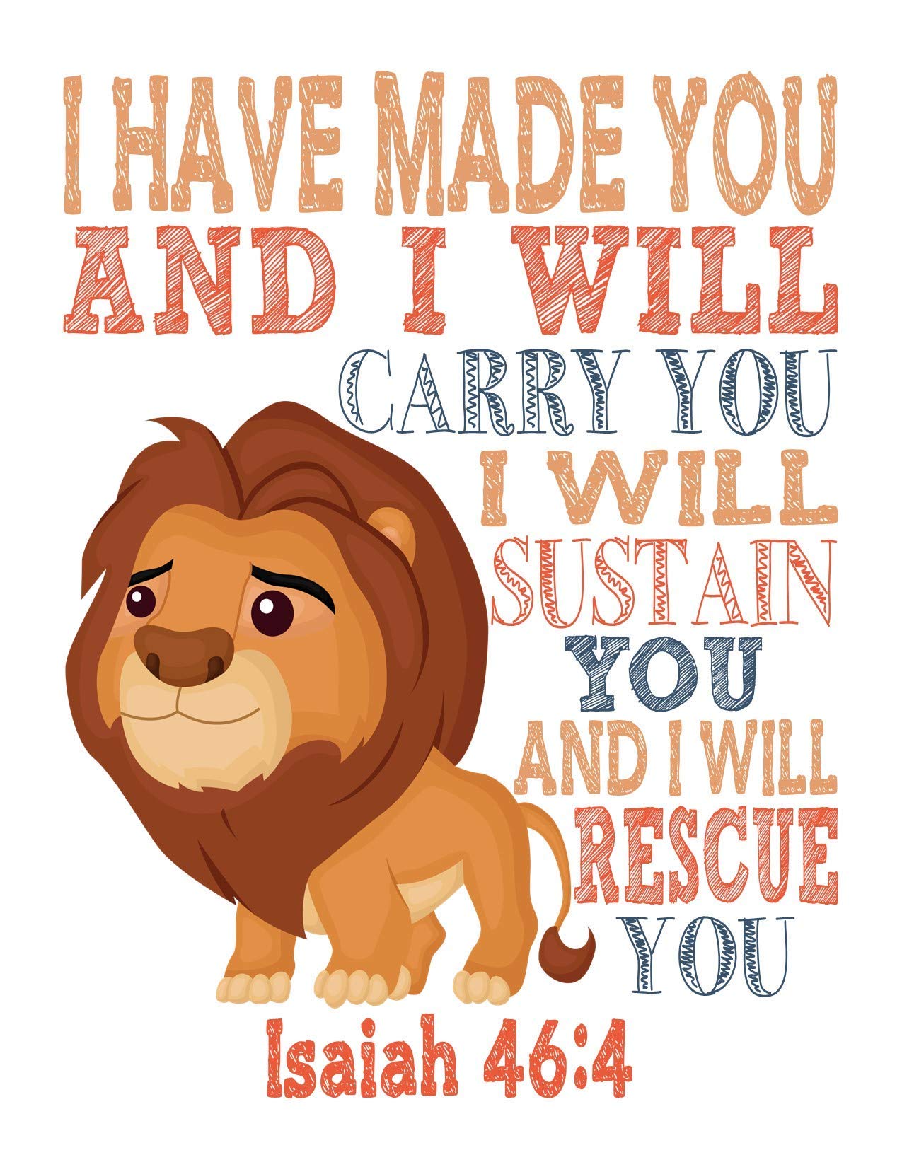 Lion King Christian Nursery Set of 4 Unframed Prints - Mufasa, Pumba, Simba and Timon with Bible Verses