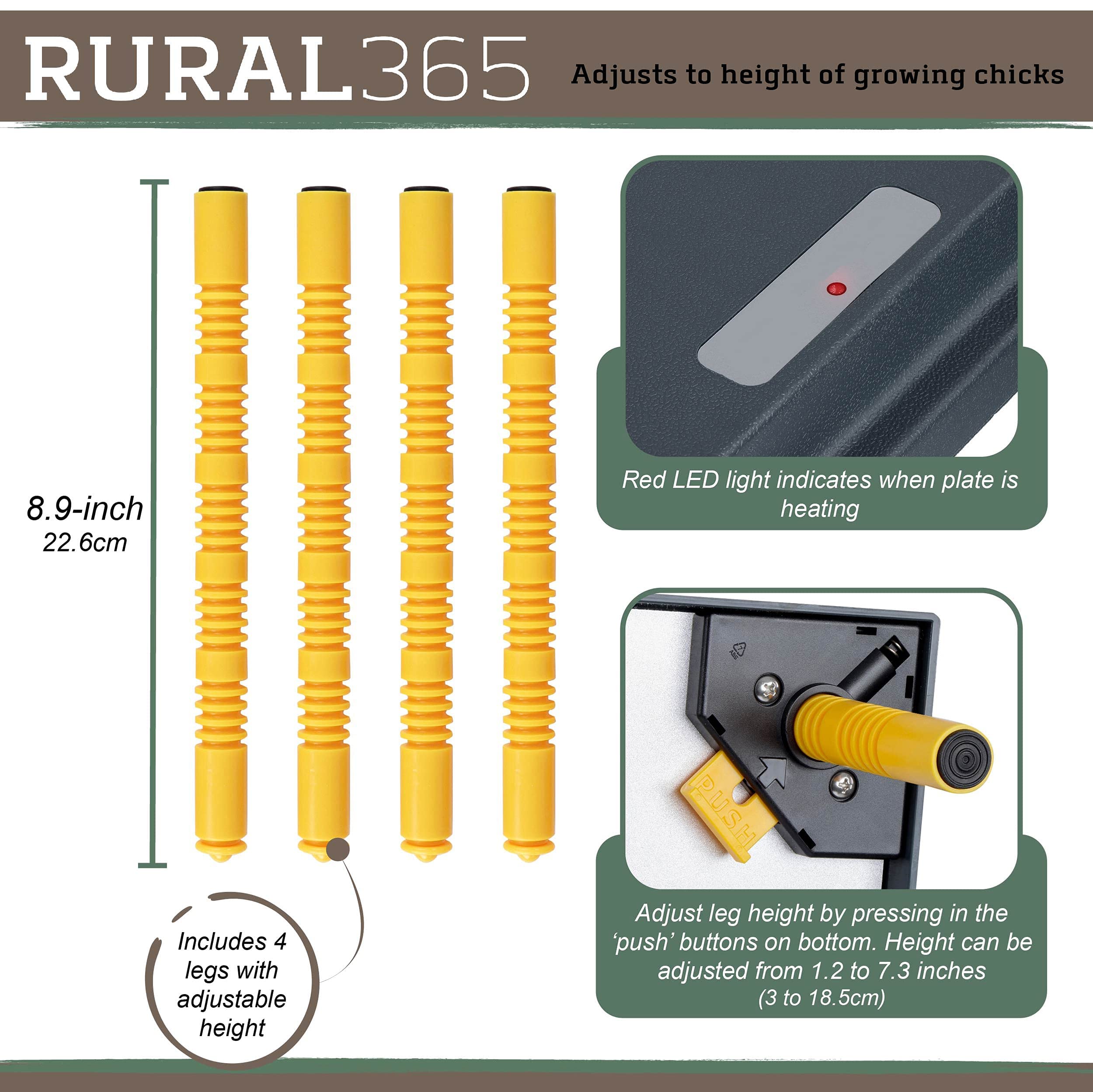 Rural365 Chick Heating Plate Brooder Plate - 16x24in Brooder Heat Plate for Chicks and Ducklings with Adjustable Height