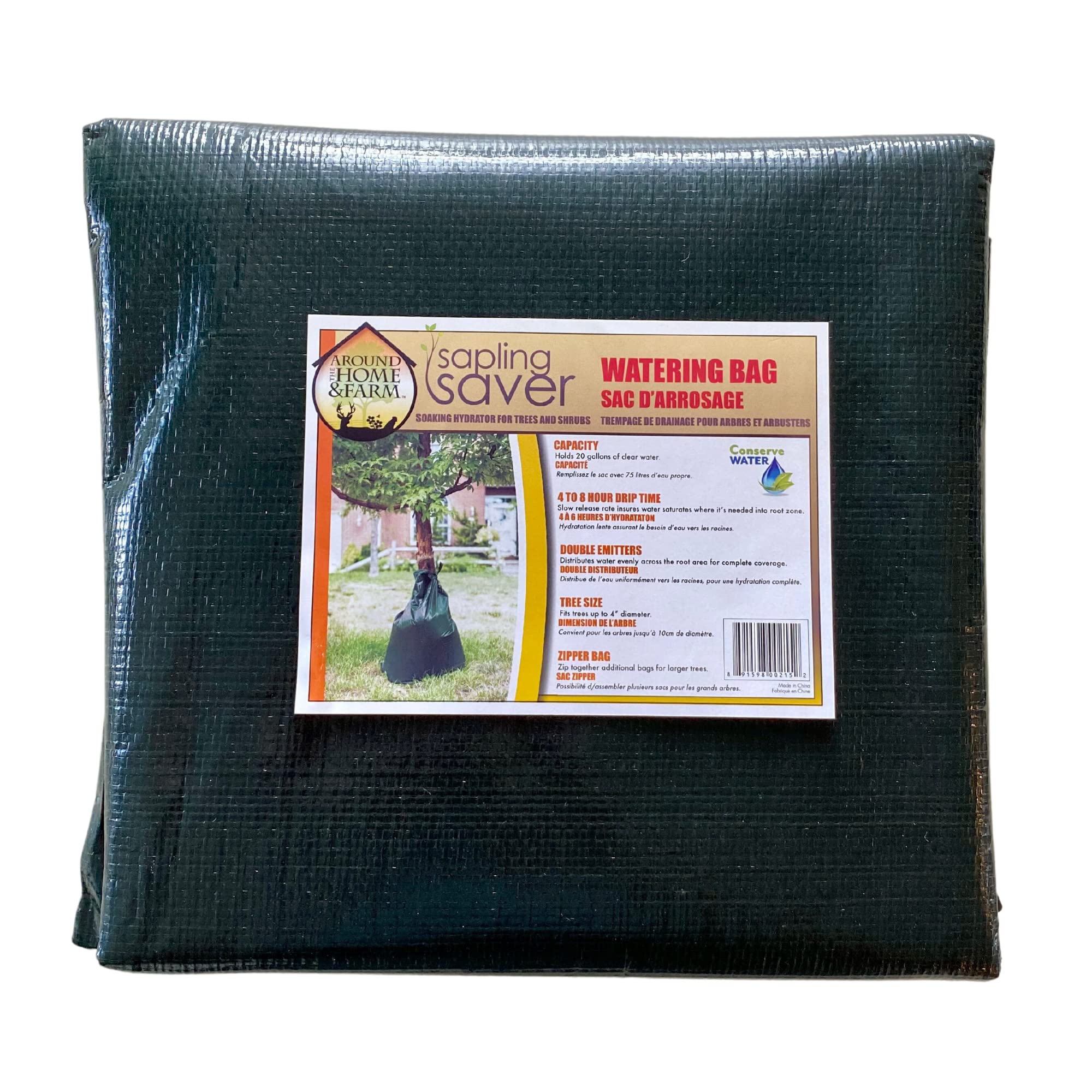 Sapling Saver Watering Bag 20 Gallon, 4-8 Hours Slow Release Drip Irrigation Bag for New or Matured Trees (5-Pack), Forest Green (ATHAF-SS5)