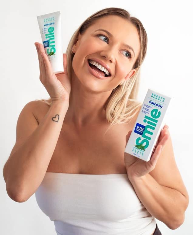 Smile Fresh Breath Natural Fluoride Free Spearmint Whitening Toothpaste Vegan Friendly Extra Strength SLS and Paraben Free