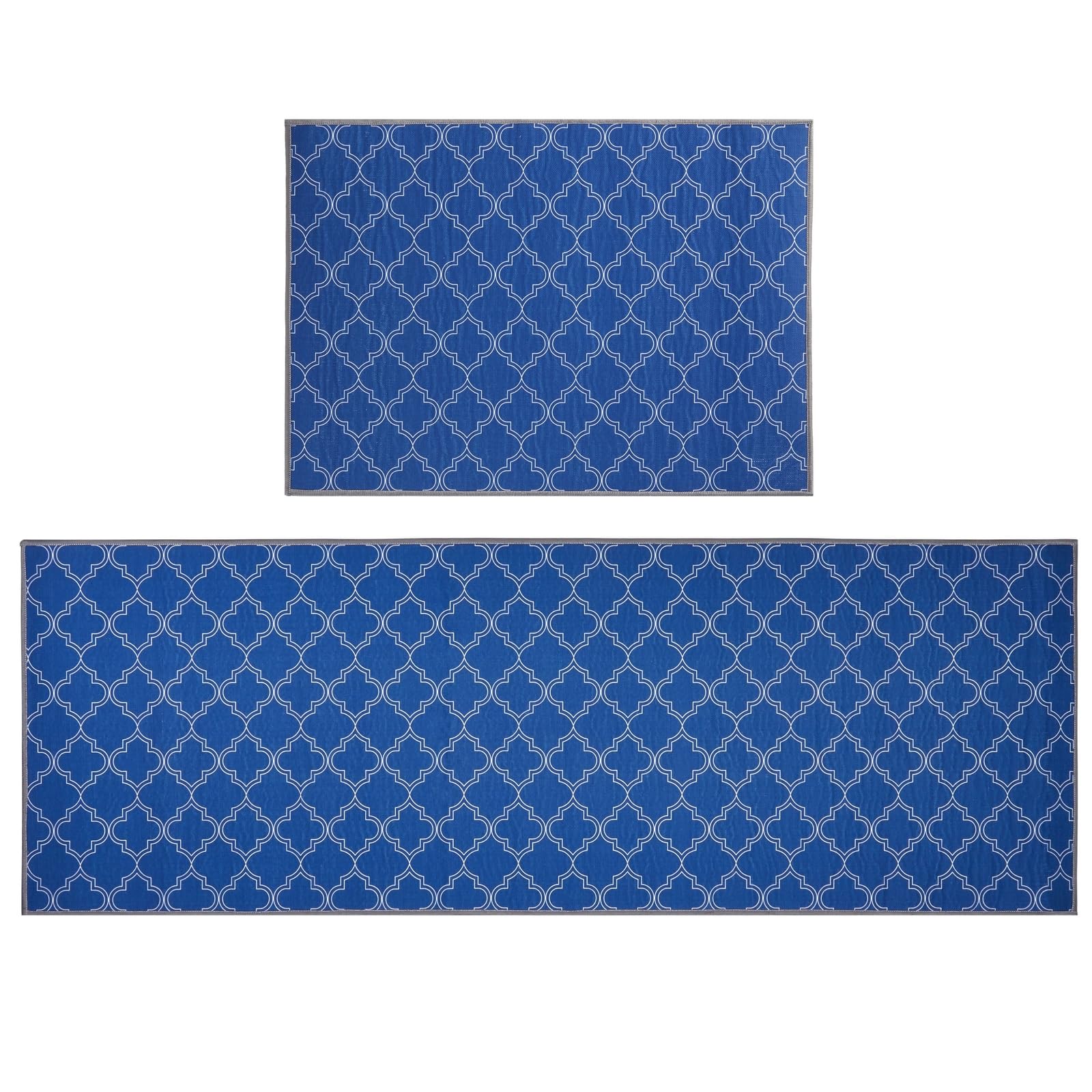 Okuna Outpost 2 Pack Navy Blue Kitchen Mats, Slip-Resistant Runner and Mat for Dining Room Floor, Sink, Laundry, Office (47.5 x 17 and 23.5 x 17 in)