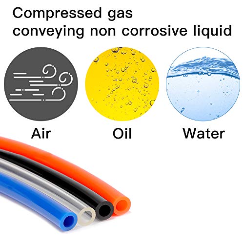 Quickun Pneumatic Tubing 5/32" Tube OD PU Polyurethane Tube Air Hose Line for Air Compressor Fitting or Fluid Transfer (Black 32.8ft)